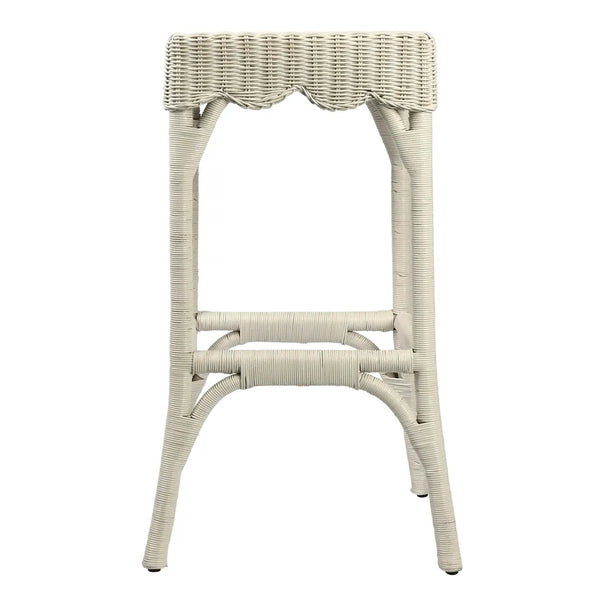 Belle Scalloped Rattan Bar Stool - White – Farmgate and Twine