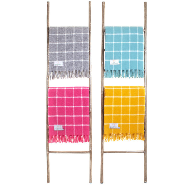 Chequered Check Throw - Aqua Blue – Farmgate and Twine
